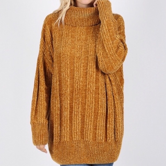 Sweaters | New Mustard Cowl Neck Chenille Sweater | Poshmark